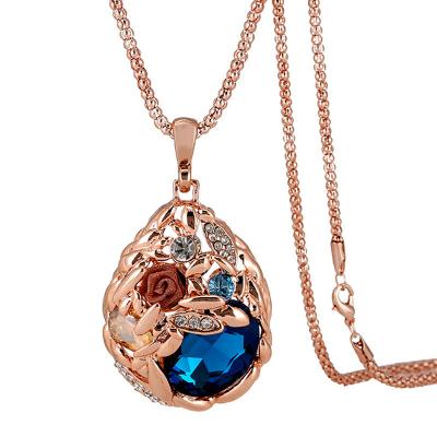 China Mutif-color gemstone  luxury gold plated egg pendant necklace for banque for sale