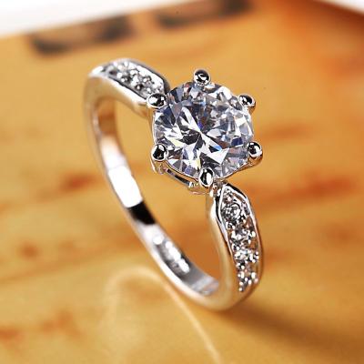 China Excellent design top quality thin silver AAA zircon ring for engagment and panque for sale