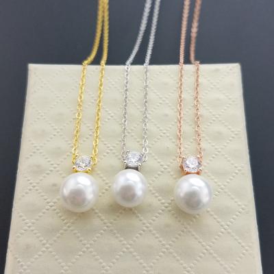 China Thin chain gold/silver/rose gold plated pearl/key lock  pendant necklace for sale