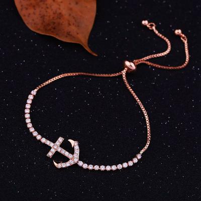 China Gold plated gemstone anchor adjustable &expanded bracelet bangle for sale