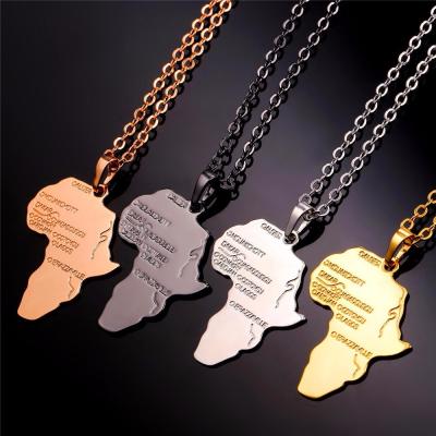 China Stainlesss steel gold/rose gold/silver/gunmetal plated Africa map pendant necklace for sale