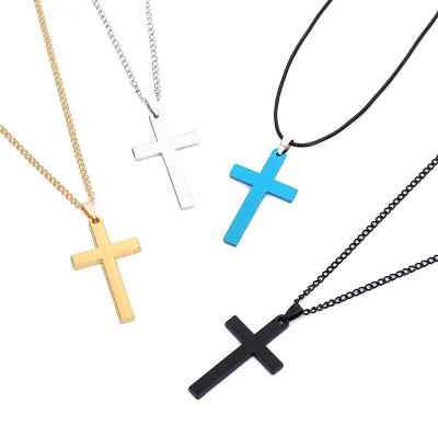 China Hot stainlesss steel gold/rose gold/silver/gunmetal plated cross pendant necklace for men for sale