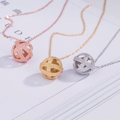 China New arrival silver gold rose gold plated 925 sterling silver ball of yarn  pendant necklace for sale