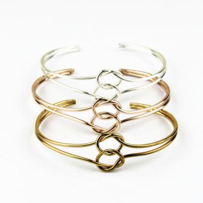 China Simple design brass loop style silver gold rose gold plated cuff bangle for sale