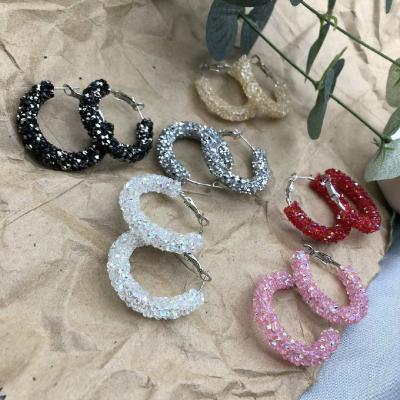 China Beautiful in design various styles silver gold plated bead dry flowers hoop earrings for sale