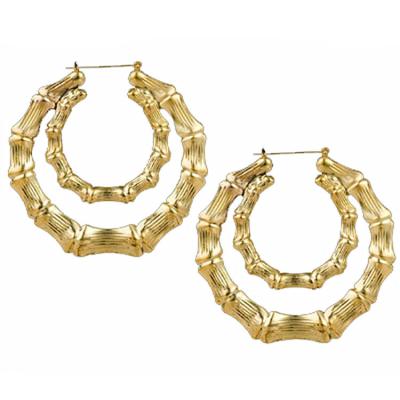 China Newest design gold rose gold silver plated double circle hoop earrings for sale