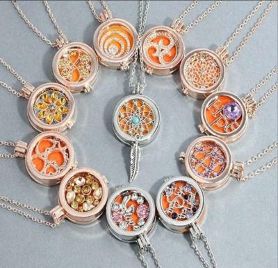 China New style silver/gold/rose gold plated locket necklace with crystal for sale