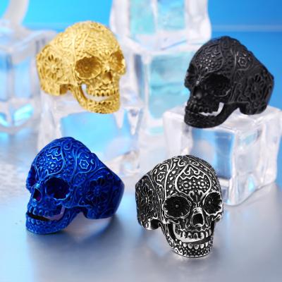 China Stainless steel ring, skull ring for men ,cool black, gold ,antique silver plated rings for sale