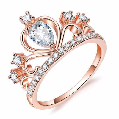 China Hot gold crown ring,silver leaf zircon rings,elegant gold zircon rings for wedding and engagment for sale