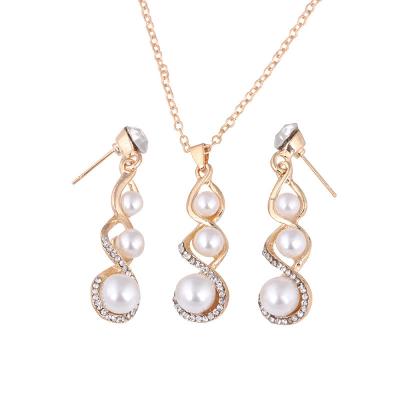China Delicated peanut shape rose gold plated pearl pendant necklace earrings jewelry sets for gifts for sale