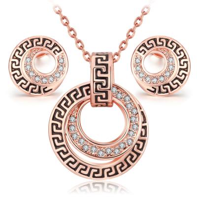 China Rose gold /gold /silver plated engraved pendant necklace earring jewelry sets for her or him for sale