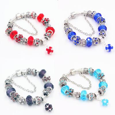 China 925 sterling silver multi-color bead bracelet with charms for gifts for sale