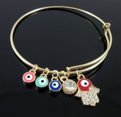 China New arrival hot silver gold plated eye charm adjustable bracelet bangle for sale