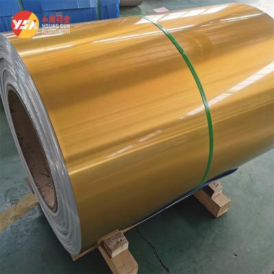 China Gold color coated aluminum foil for aluminum foil lunch box, high temperature resistant, tear resistant, wear resistant 0.022 6.5mm for sale