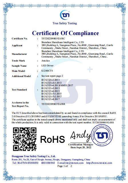 ROHS - Shenzhen Shenchuan Intelligent Co., Ltd