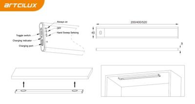 China 1.25-3.25W 200-520mm Panel de luz sob o armário com características 5MM espessura e material de PC de alumínio à venda
