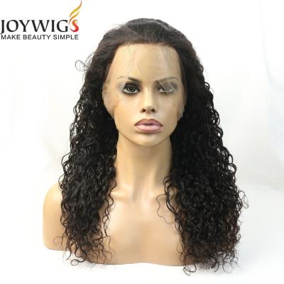 China High quality 100% human hair virgin peruvian curly human hair curly lace front wig for sale