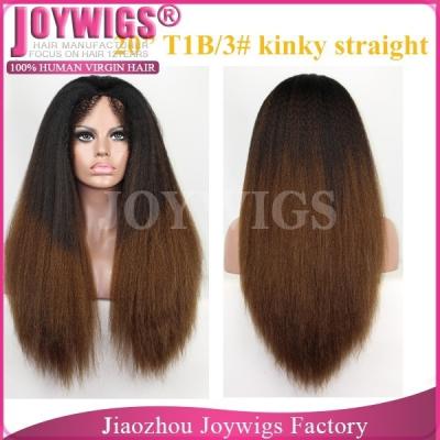China 2015 premium quality Invisible knots kinky straight ombre silk top full lace wig for sale