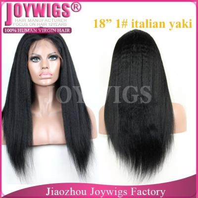 China 2015 premium quality Invisible knots yaki straight human hair full lace wig with silk top for sale