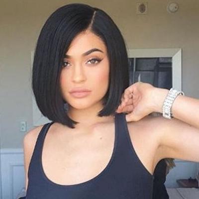 China Popular kylie Bob Wig 180 Density Human Hair wig Pre Plucked Bleached Knots With Baby Hair for sale
