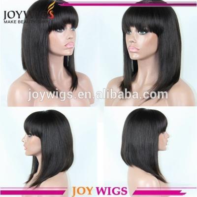 China Free Shipping Fashion Style 150 Density Lace Front Wigs Natural Black Silky Straight Human Hair Bob Wigs In Stock for sale