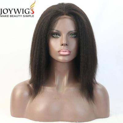 China Brazilian Human Hair Lace Front Wig with stretch lace back kinky straight lace wigs for sale