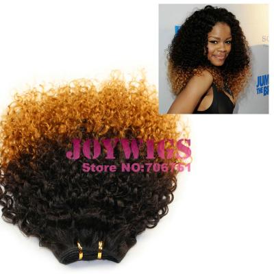 China Hot selling! teyana taylor same style afro kinky curly Ombre color two tones T color hair extension for black women for sale