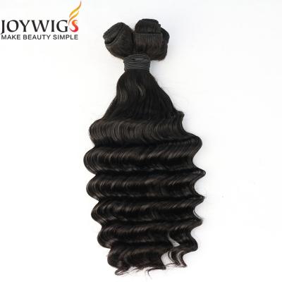 China Cheap price 10A grade natural color deep wave raw virgin Brazilian human hair extensions weft for sale