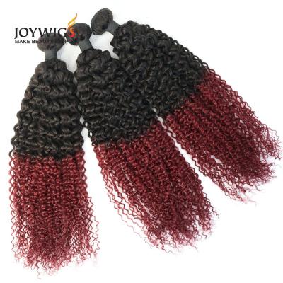 China Cheap price 10A grade T color jerry curly raw virgin Brazilian human hair extensions weft for sale