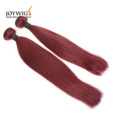China Qingdao big sales 10A Grade Unprocessed Brazilian Virgin Human Hair Wine red color silk straight Hair Weft for sale