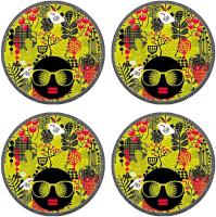 China Natural Rubber Round Drink Coasters Modern Style Pattern Design for sale