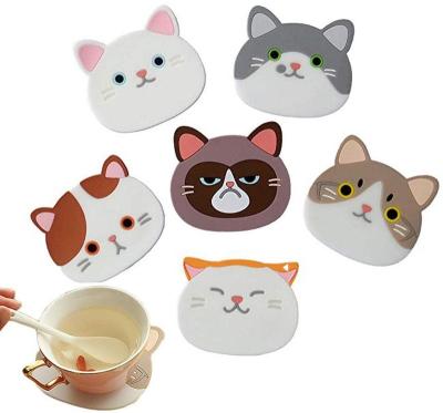 Cina CM-005Cute cartone animato Gatto Coppa Coasters Matte di silicone gomma Coaster HEATER in vendita