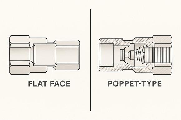 Flat face vs conventional hydraulic coupler design