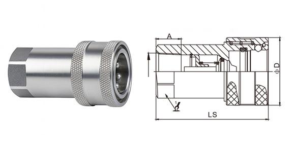 CB-SPM-10F-A ISO 7241-A Stainless Steel Socket Dimensions