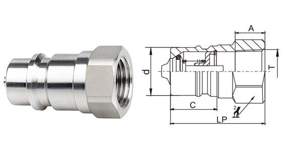 CB-SPM-10F-A ISO 7241-A Stainless Steel Plug Dimensions