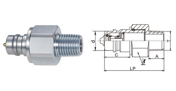 CB-SP-10M-3 male hydraulic quick coupling with carbon steel body and threaded connection