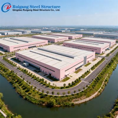 China Prefabricated Steel Structure Warehouse with 300 km/h Wind Load, Hot-dip Galvanization, and Clear-Span Design for sale