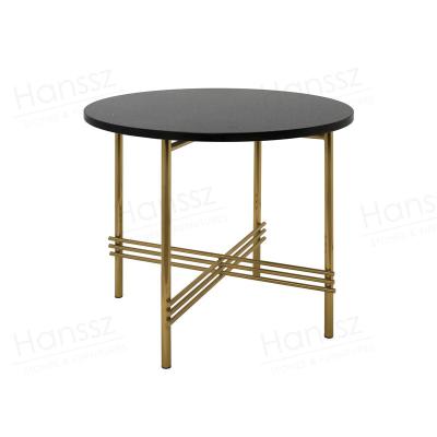 China CT002 Lazio unique round nero margiua marble coffee tables with gold mental frame for sale