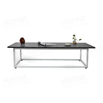 China CT157 B Eureka wood grain marble coffee tables polish marble table high top eased edge mental base for sale