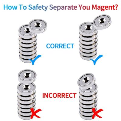 Cina Magnete a pentola NdFeB super forte personalizzato con buco anti-affondamento permanente d1 5,5 mm in vendita