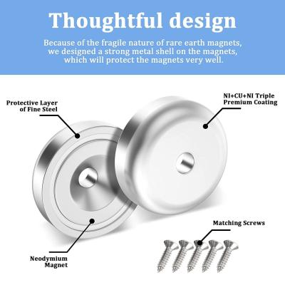 Cina D20 MM 20lbs NdFeB Pot Magnet con buco anti-affondamento Altura totale H 7,2 mm Buco d1 4,5 mm in vendita
