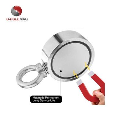 Cina Potente magnete da pesca N52 a doppio lato con 1000 libbre di forza di trazione e 75 mm di diametro in vendita