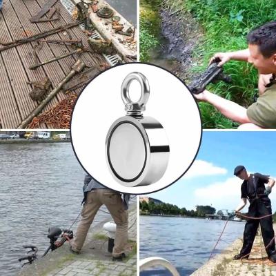Cina Potente magnete da pesca N52 a doppio lato con 1000 libbre di forza di trazione e 75 mm di diametro in vendita