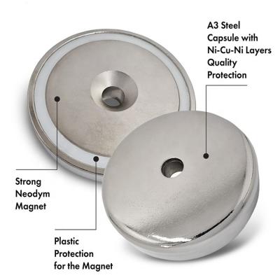 Cina 75 kg di forza di Neodimio NdFeB Magnete a vaso poco profondo con foro di montaggio anti-affondamento D48x10.8mm in vendita