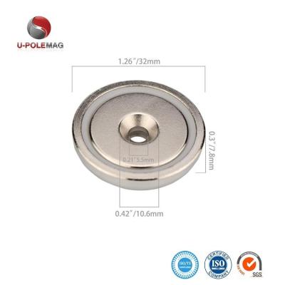 Cina 75 kg di forza di Neodimio NdFeB Magnete a vaso poco profondo con foro di montaggio anti-affondamento D48x10.8mm in vendita