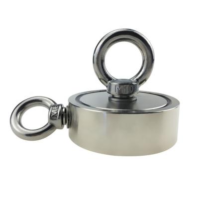 Cina D75mm 200 kg Forza di trazione a doppio lato Rotondo Forte Magnetico Kit di pesca Magnete di salvataggio con gancio in vendita