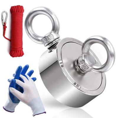 Cina Anello di sollevamento doppio personalizzato 400 kg Magnete da pesca a doppio lato Neodimio per l'imballaggio della cassa utensili in vendita