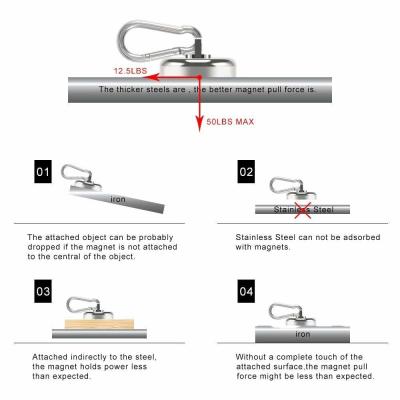 Cina Neodimio Rotondo Magnetico Snap Hook con portachiavi di carabinero e Tolleranza elevata ±1 mm in vendita
