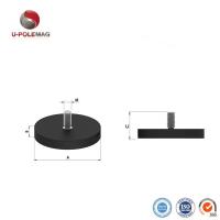 China D88x8mm Round Rubber Coated Magnet Base With Outer Thread 45kg Pull Force Round Shape for sale