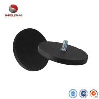 China D88x8mm Round Rubber Coated Magnet Base With Outer Thread 45kg Pull Force Round Shape for sale